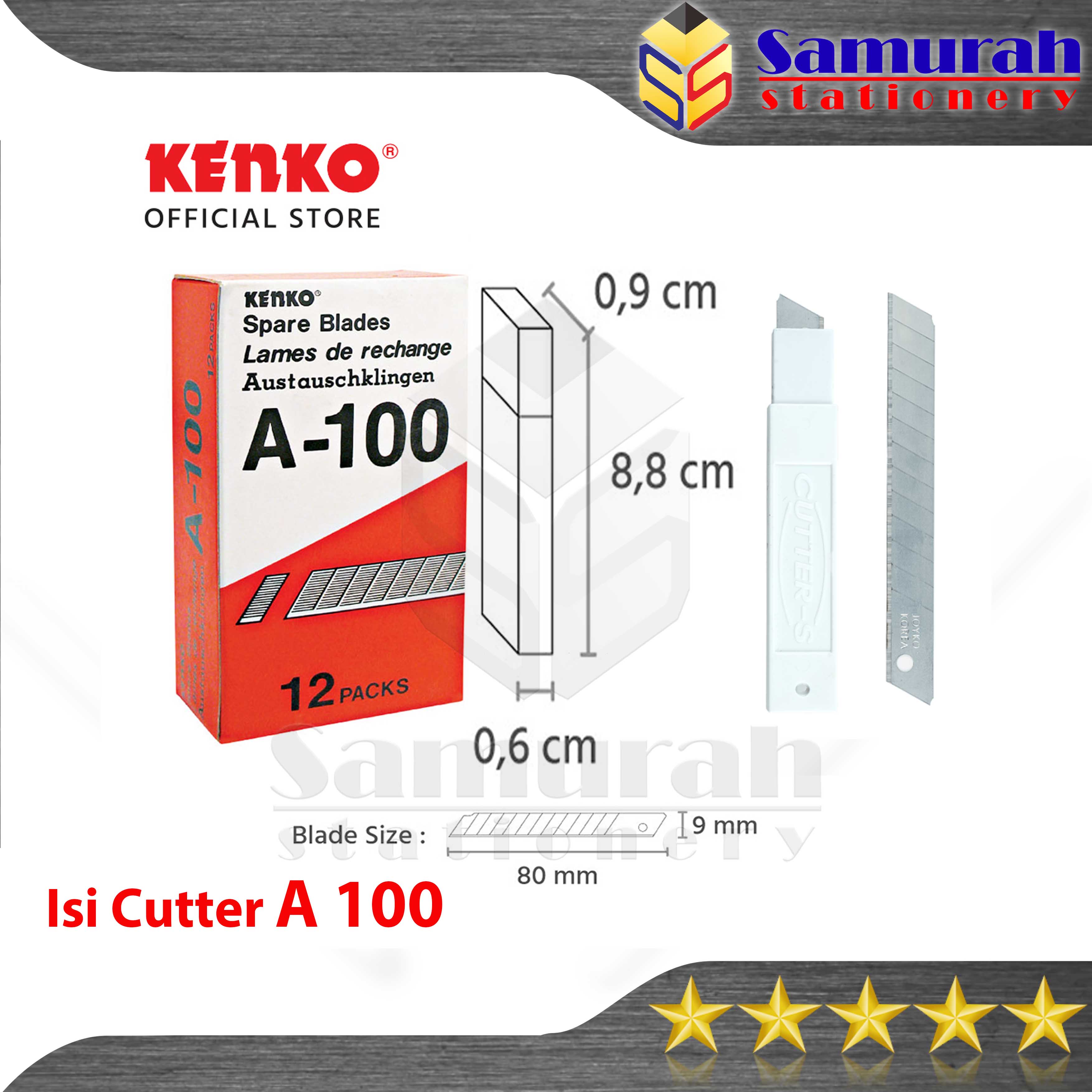 Isi Cutter Kecil Kenko A-100 / Pisau Potong Kertas A 100 / Refill ...