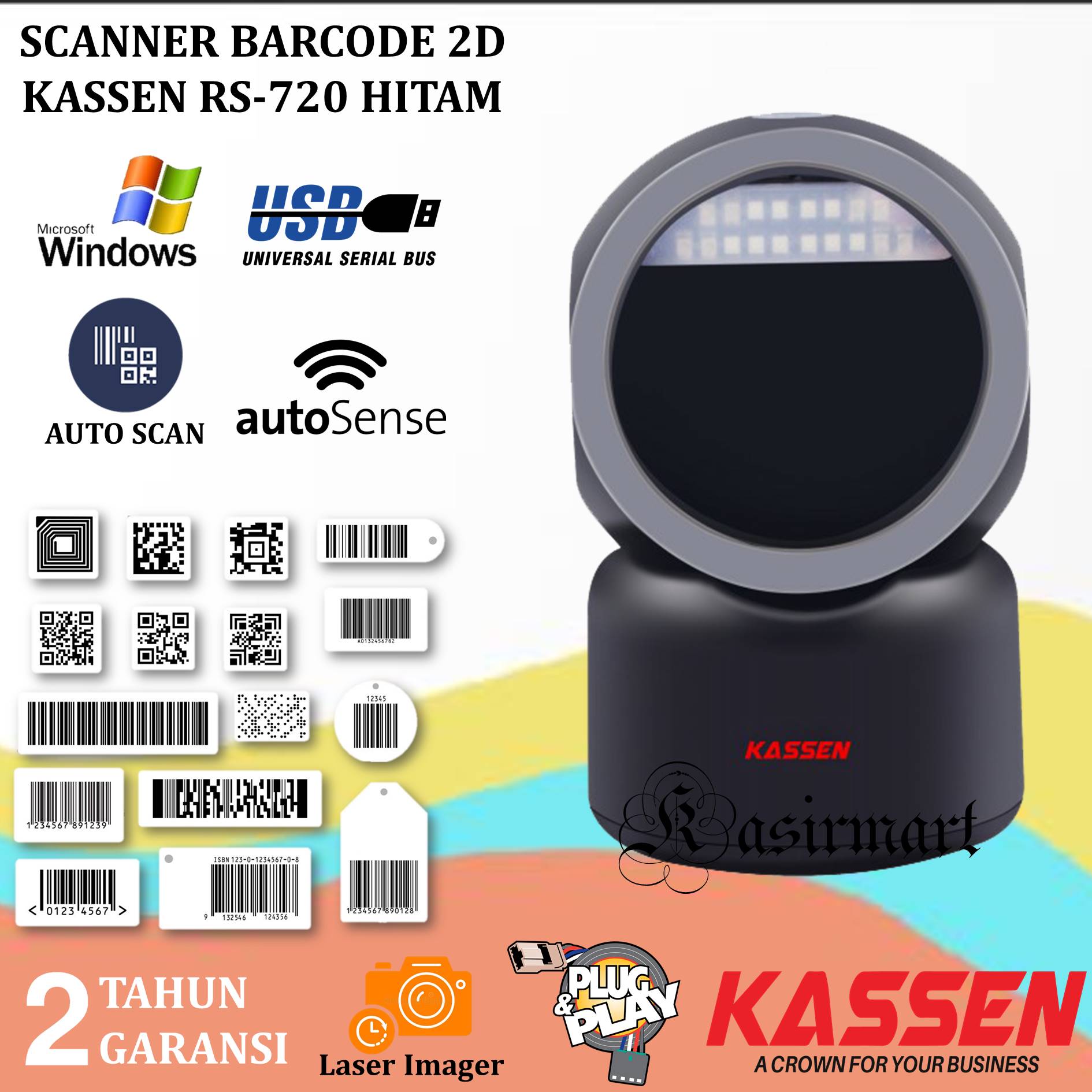 Kassen RS720 Scanner Barcode 1D 2D USB Omni Desktop Imager Kassen KO720 ...