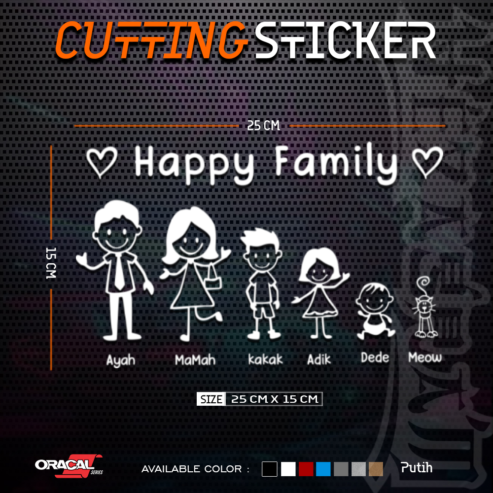 Stiker Cutting Happy Family Kaca Mobil | Cutting Sticker Happy Family ...