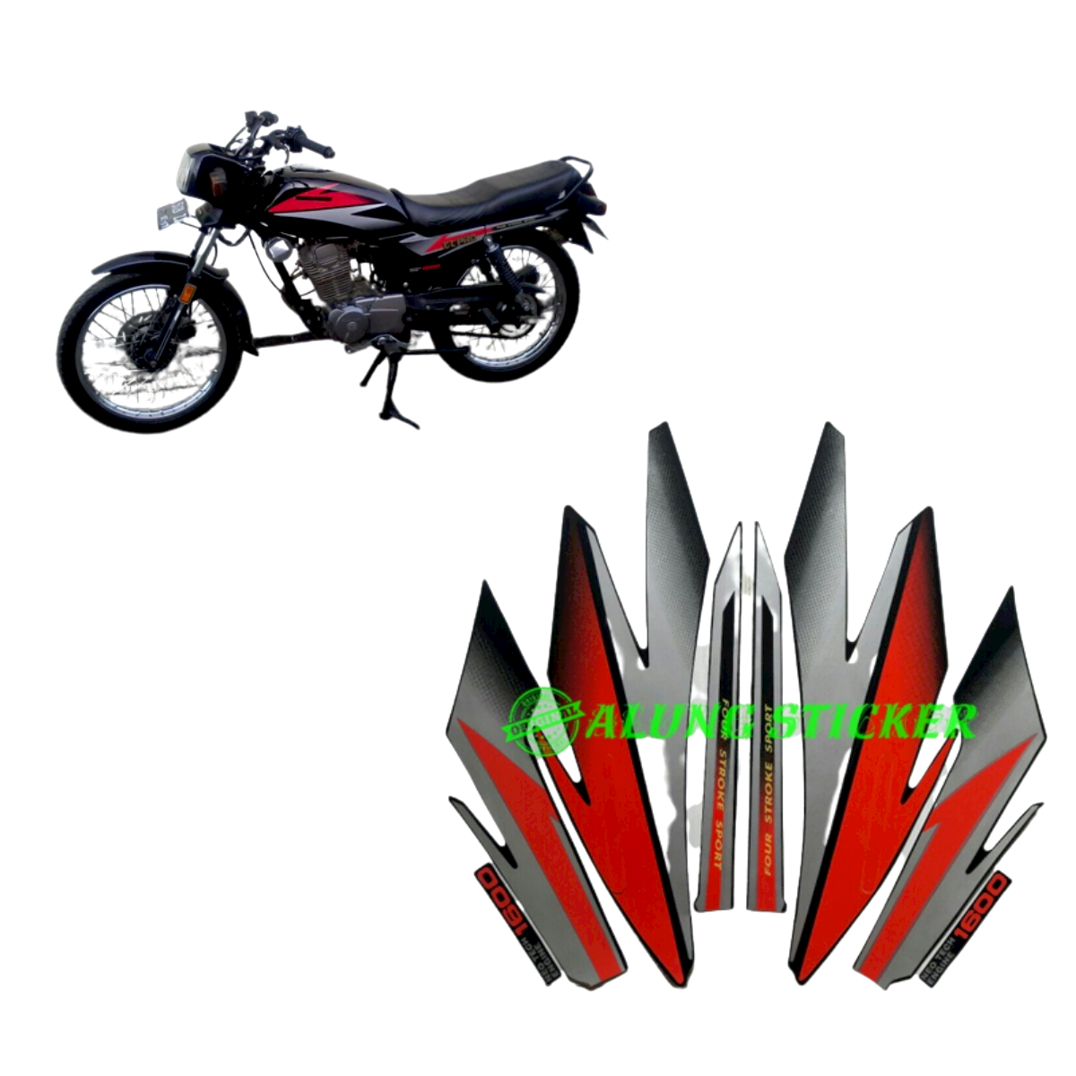 STIKER STRIPING LIS LES BODY MOTOR HONDA GL PRO TAHUN 1996 WARNA MERAH ...