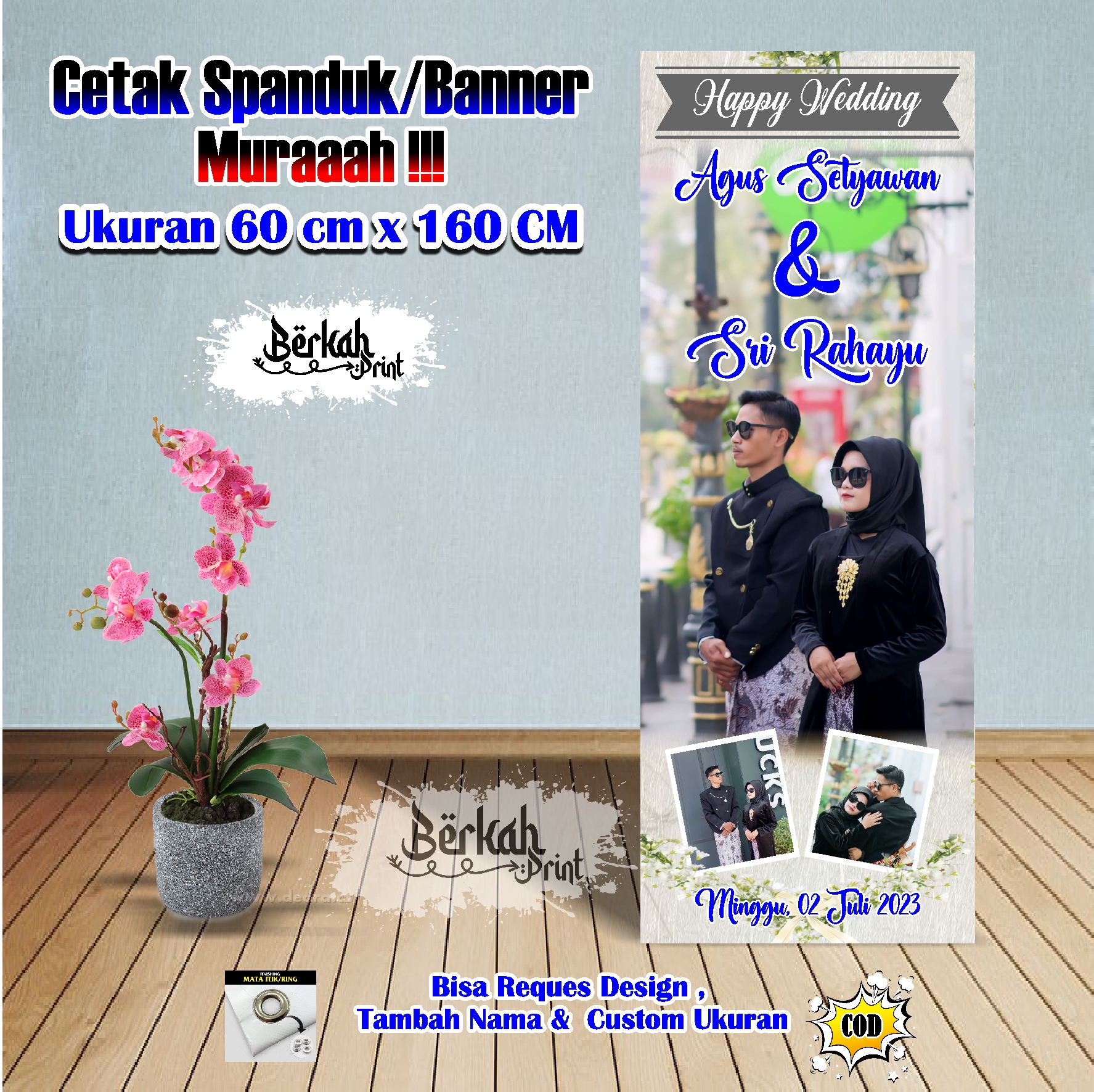 Spanduk Banner Wedding I Pernikahan Ukuran 60 cm x 160 cm | Lazada ...