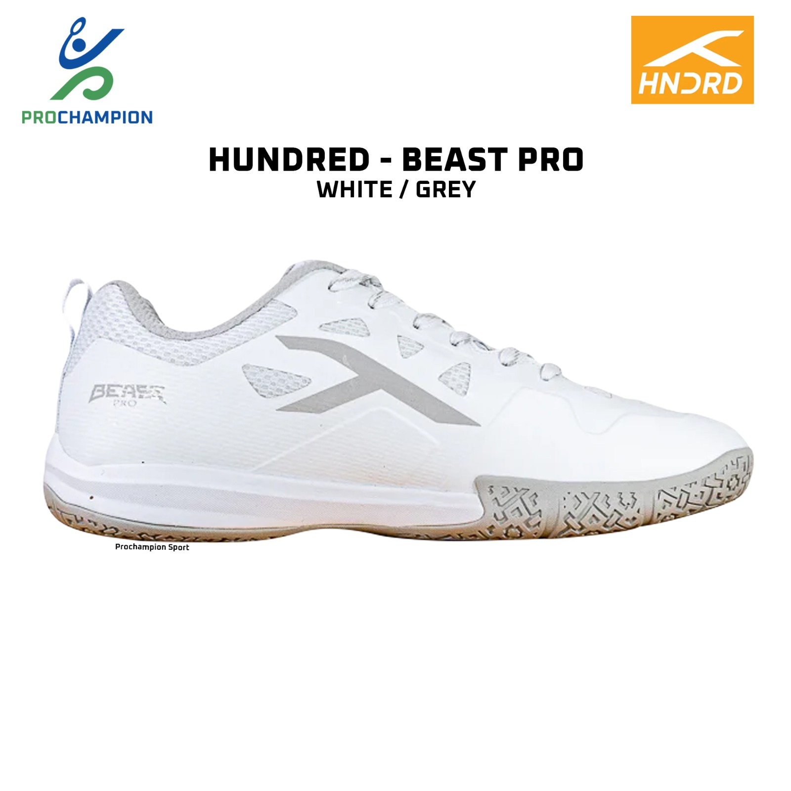 New ! Sepatu Badminton Shoes Hundred HNDRD Beast Pro White Grey ...