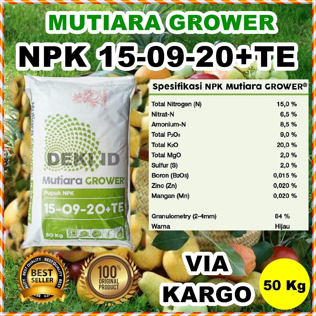 NPK Grower 50 Kg 15 09 20 TE Pupuk Meroke Via Kargo Kemasan Pabrik ...