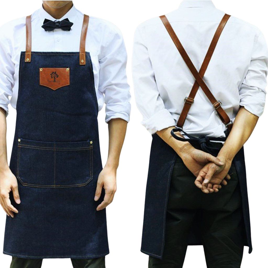 Appron Barista bahan denim halus / Clemek Barista Costum / untuk ...