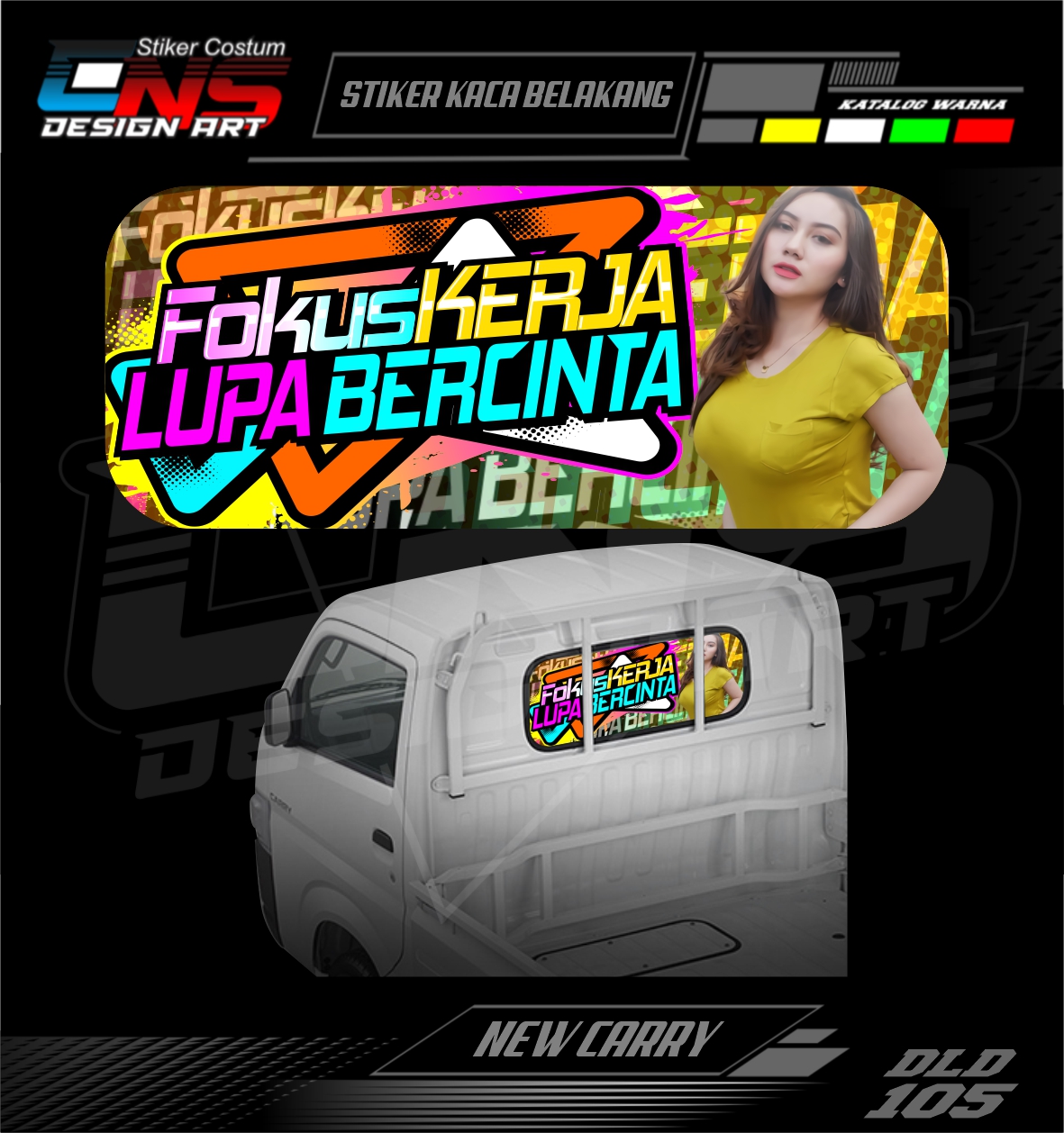 Stiker Kaca Belakang One Way NEW CARRY Pick Up Sticker Cewek Keren ...