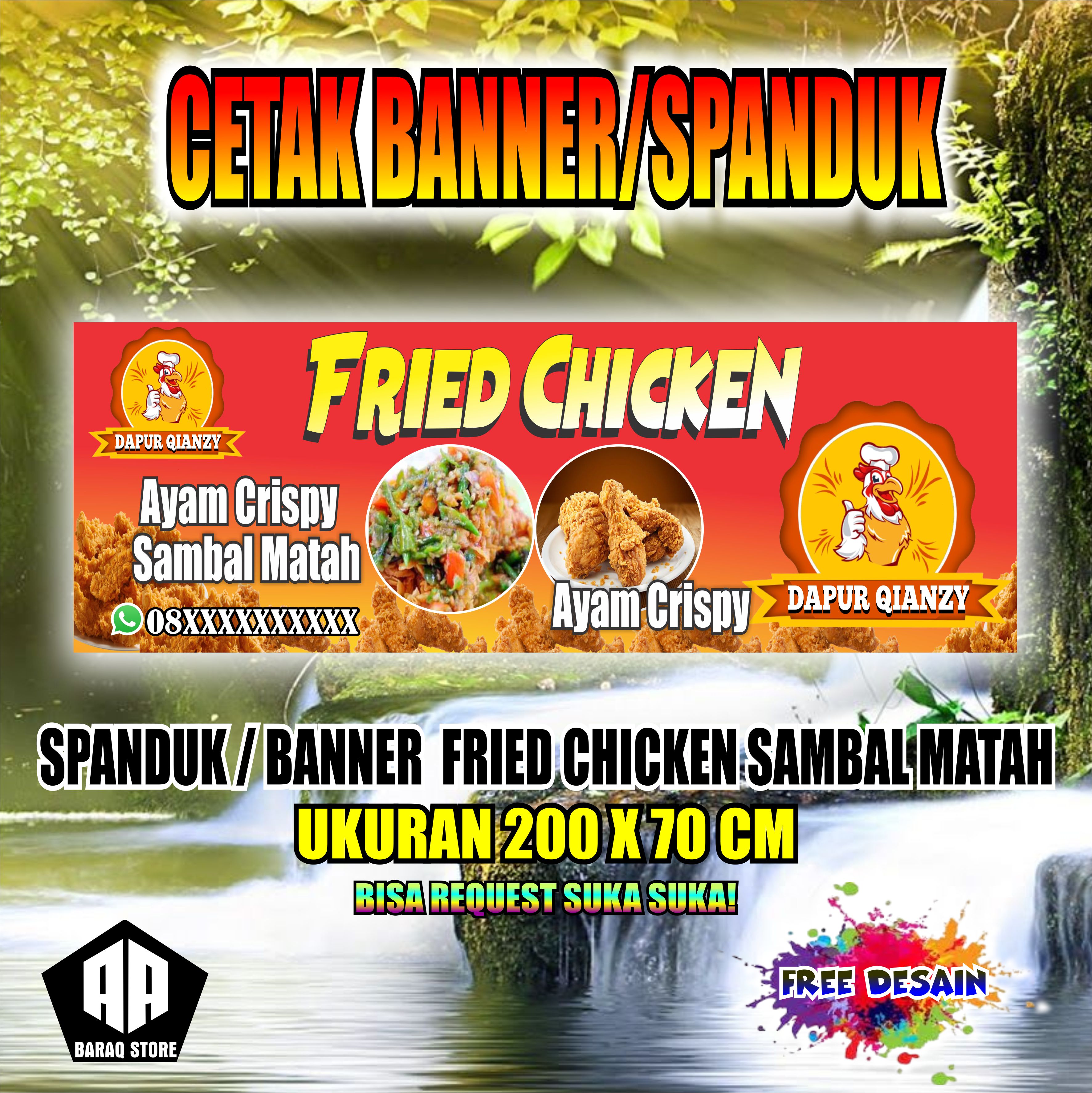 Cetak Banner Cetak Spanduk FRIED CHICKEN QIANZY UKURAN 200X70 BISA ...