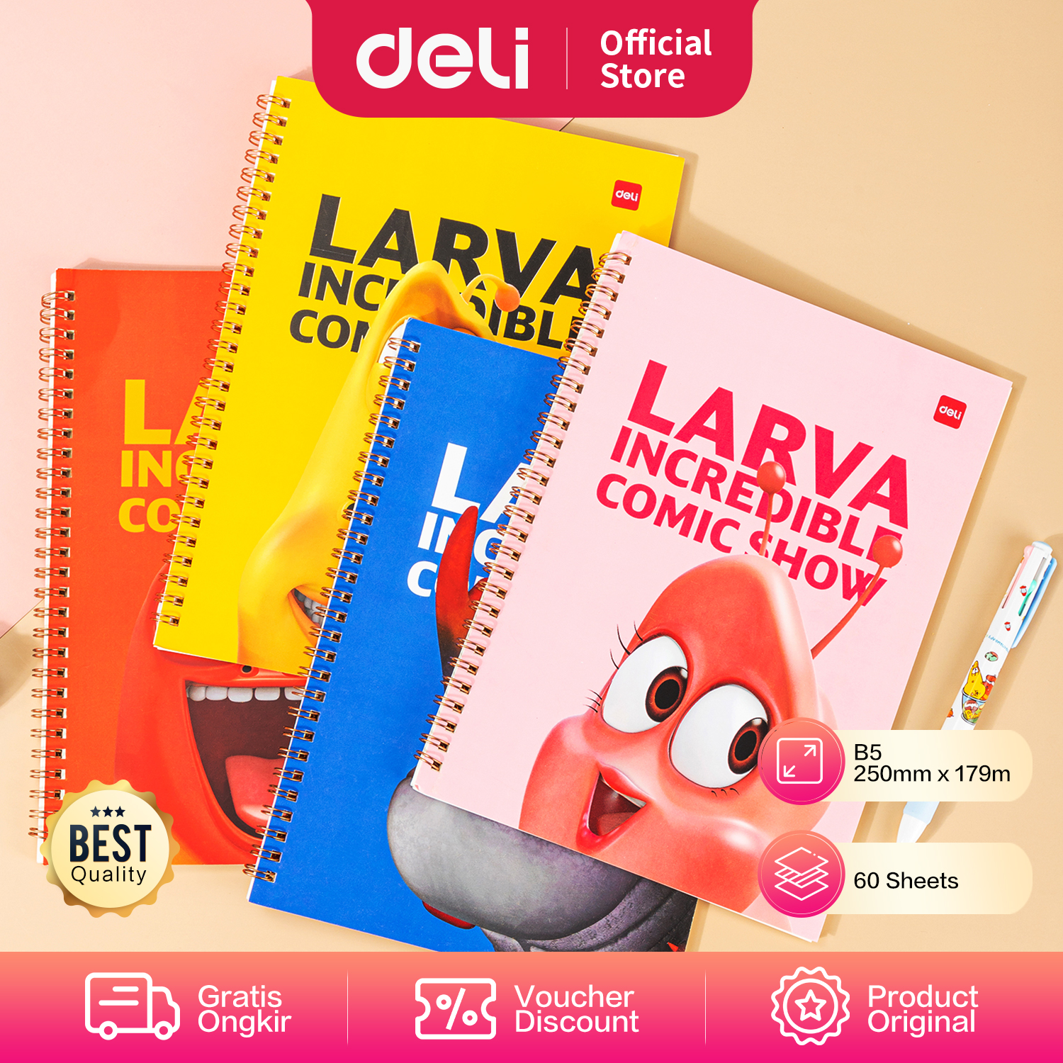 Deli Larva Spiral Notebook/ Buku Softcover Spiral A5 60 Halaman 70gsm ...
