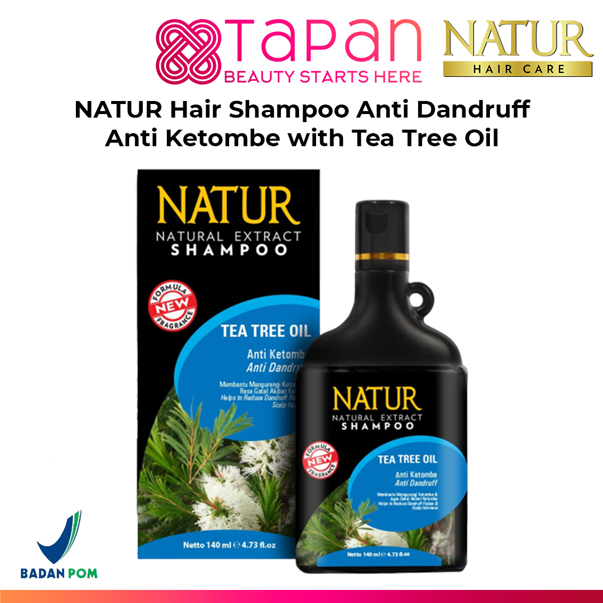 NATUR Hair Shampoo Anti Dandruff Anti Ketombe with Tea Tree Oil | Lazada Indonesia