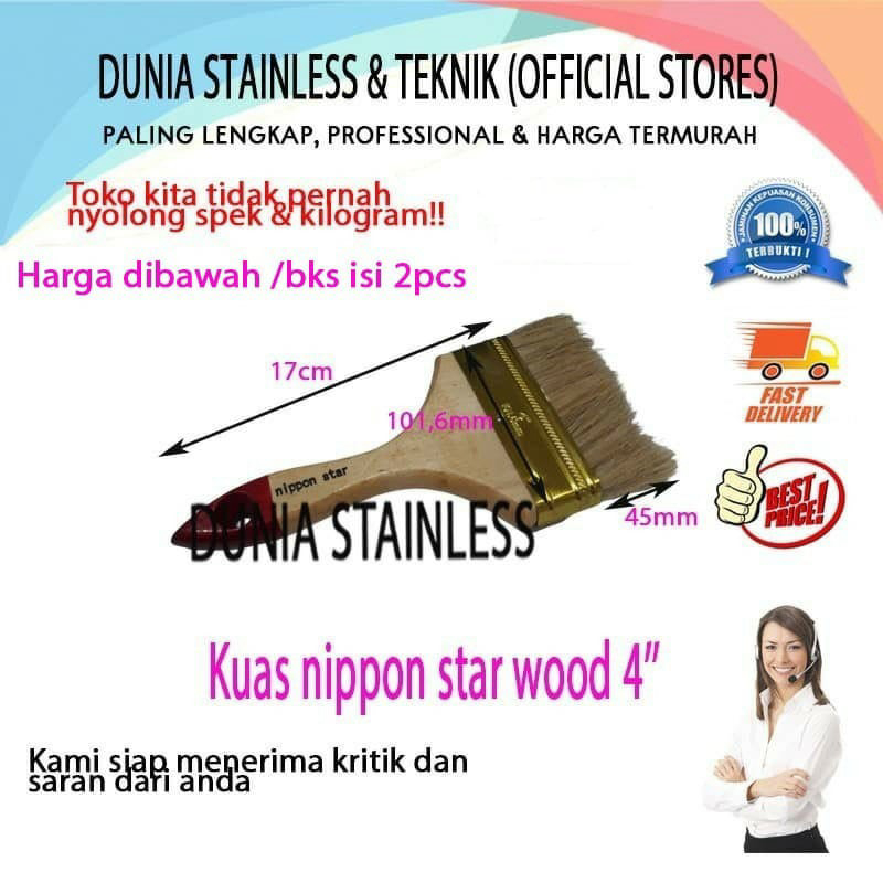 Kuas Cat Buluh putih Nippon Star Wood 4inch /2pcs | Lazada Indonesia