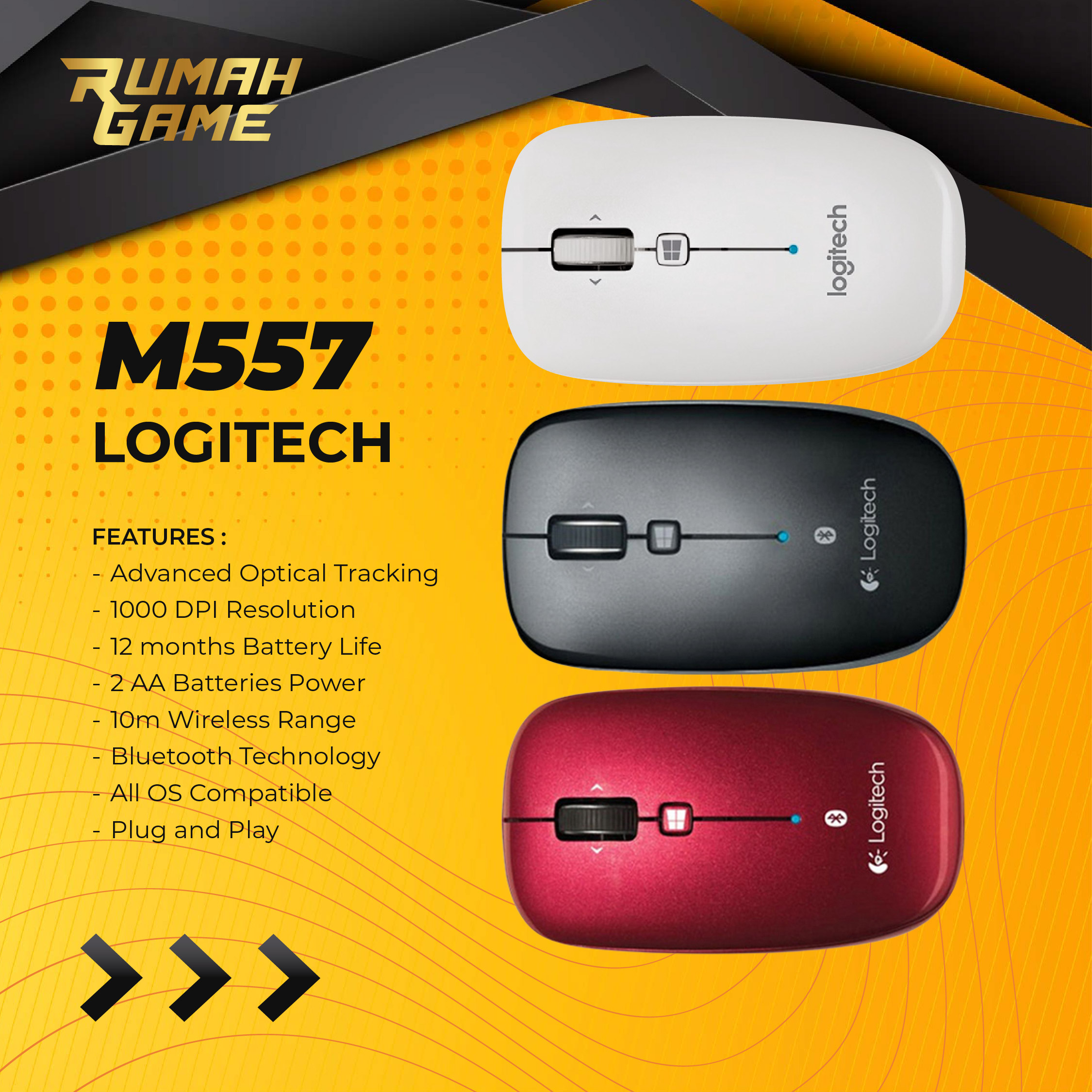 Logitech Bluetooth Mouse m557 for Windows & Mac - Original & Resmi ...