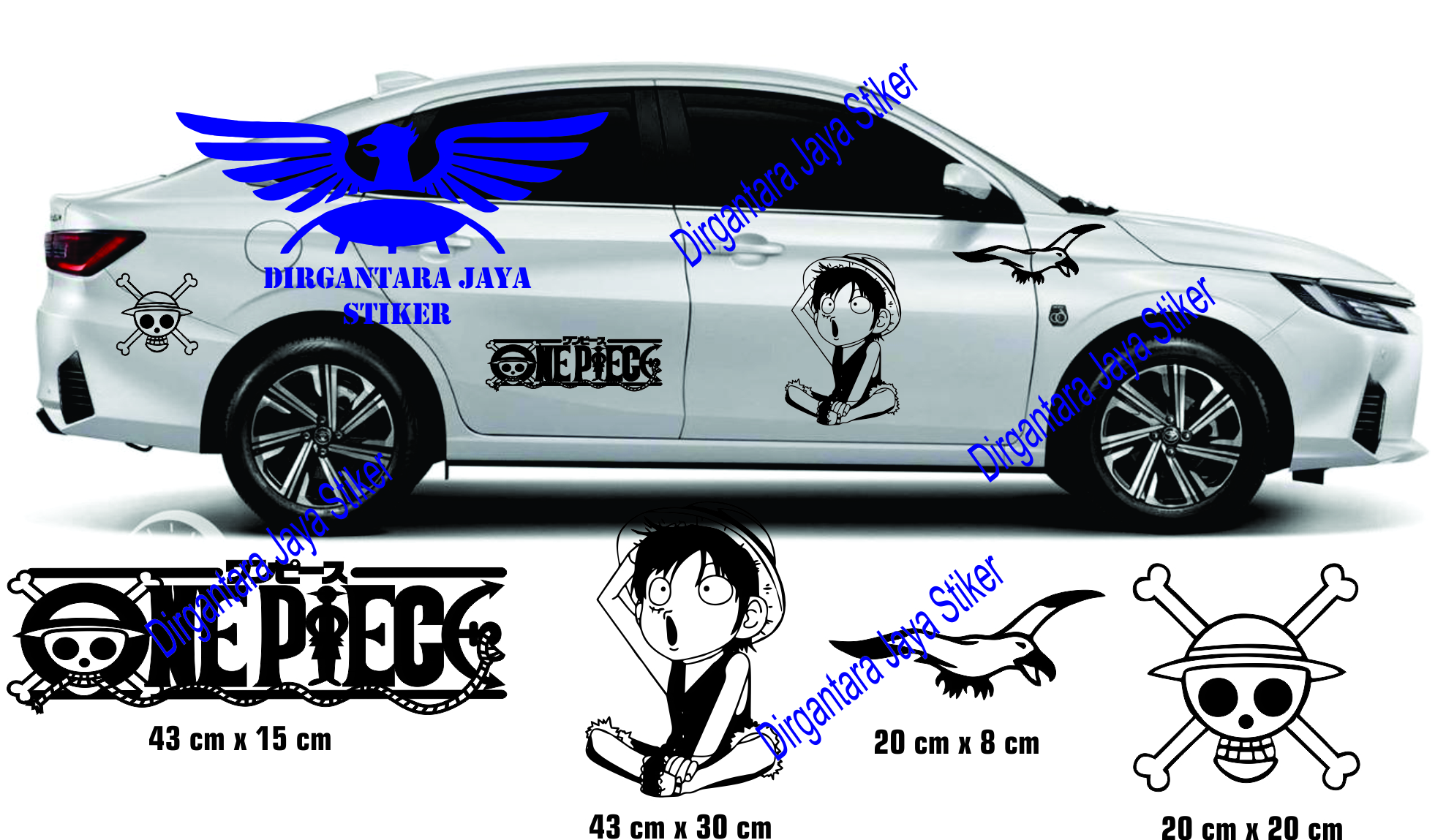 STIKER MONKEY D LUFFY ONE PEACE STICKER KEREN UNTUK KACA BODY STICKER ...