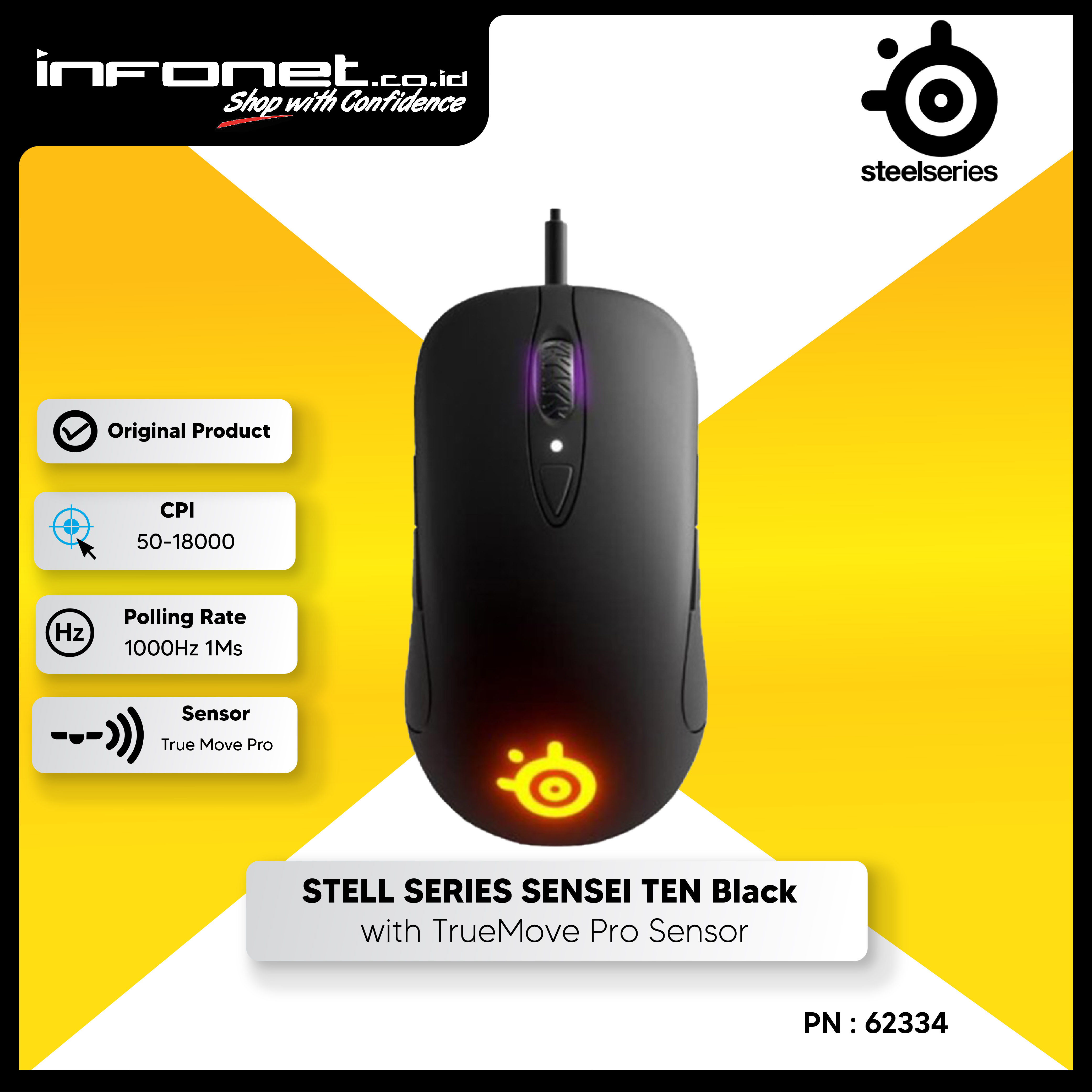 SteelSeries Sensei TEN Black with TrueMove Pro Sensor | Lazada Indonesia