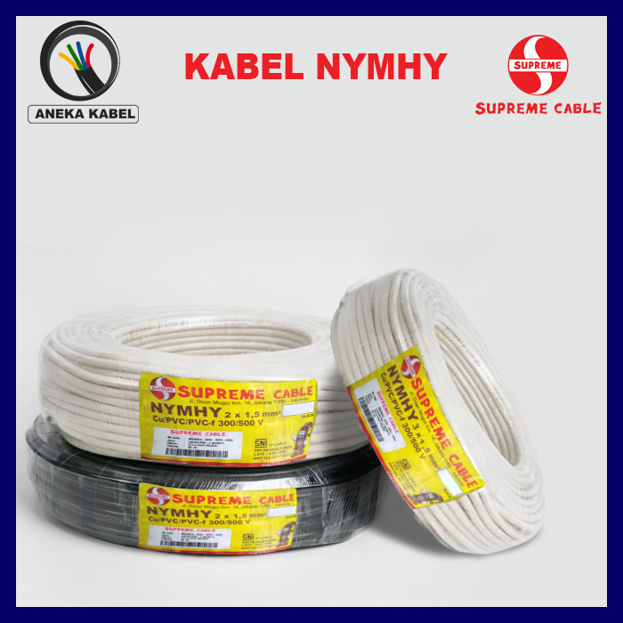 Kabel NYMHY 2x1.5mm / Kabel Listrik Tembaga Serabut NYMHY 2x1.5 3x1.5 Putih Hitam Per Roll ...