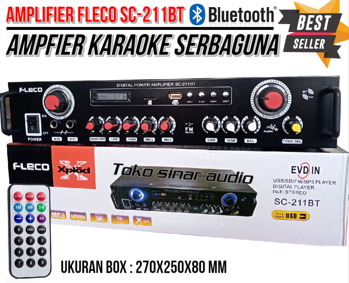 Amplifier Fleco SC 211BT apmplie /ampli murah serbaguna Play Usb Disk ...