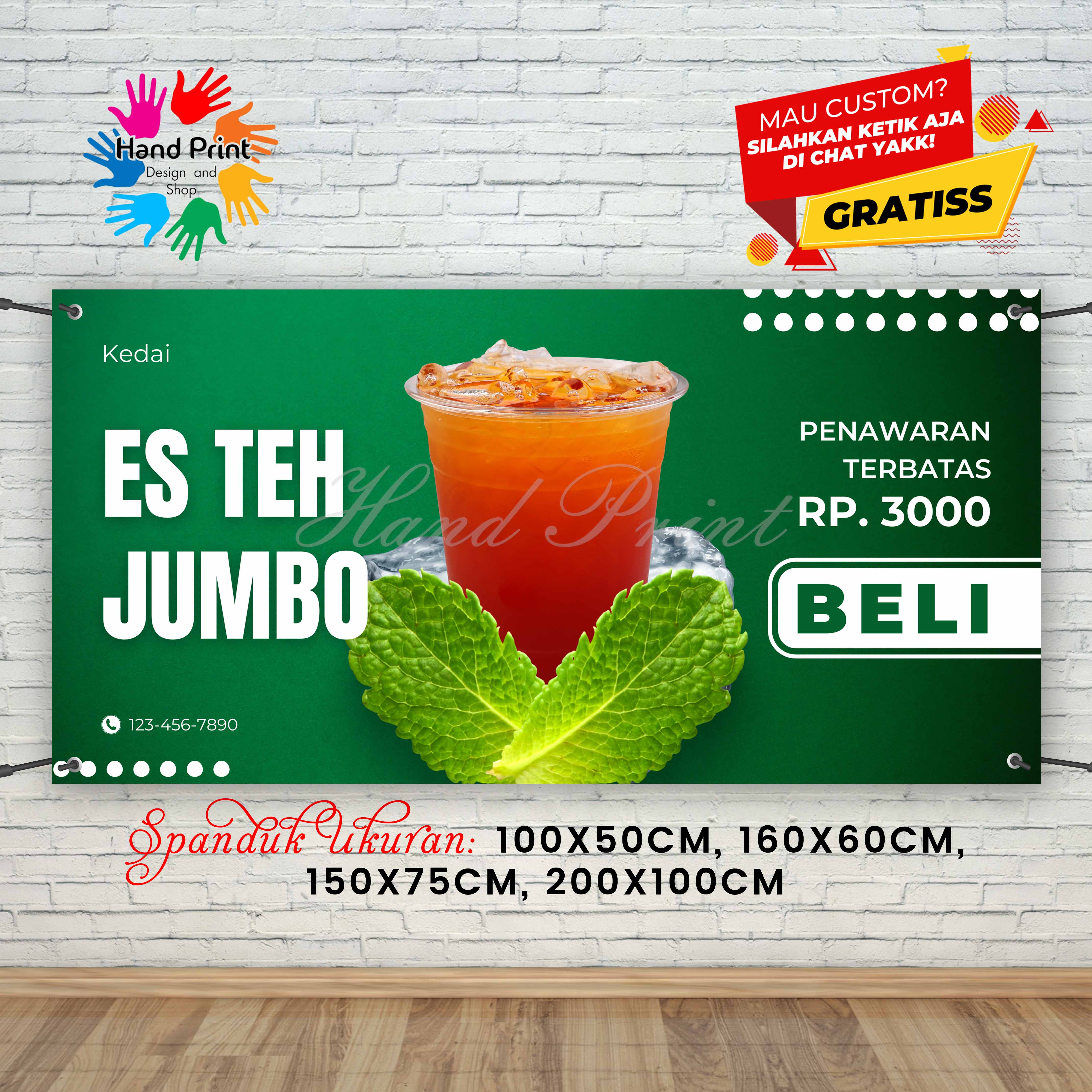 Cetak Spanduk Banner Es Teh Jumbo Segar Dan Dingin MMT Spanduk Custom ...