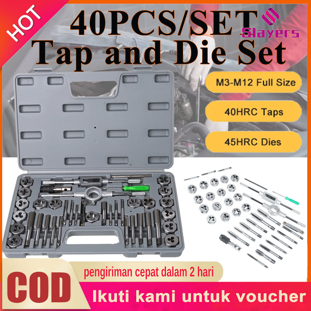 40 pcs Tap And Dies Set Handtap Alat Senai Tap Ulir Baut Tool Set Car Tap And Dies Set | Lazada ...