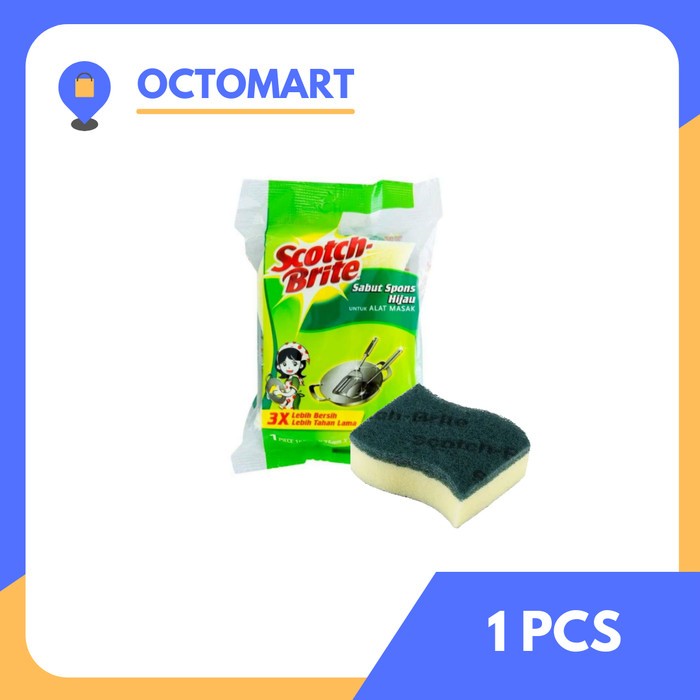 SCOTCH BRITE Spons / Sponge Kuning + Pad Sabut Hijau Cuci Piring ...