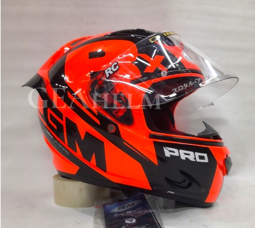 HELM GM RACE PRO EDITION PULL FACE PAKET GANTENG ORANGE PLUO | Lazada ...