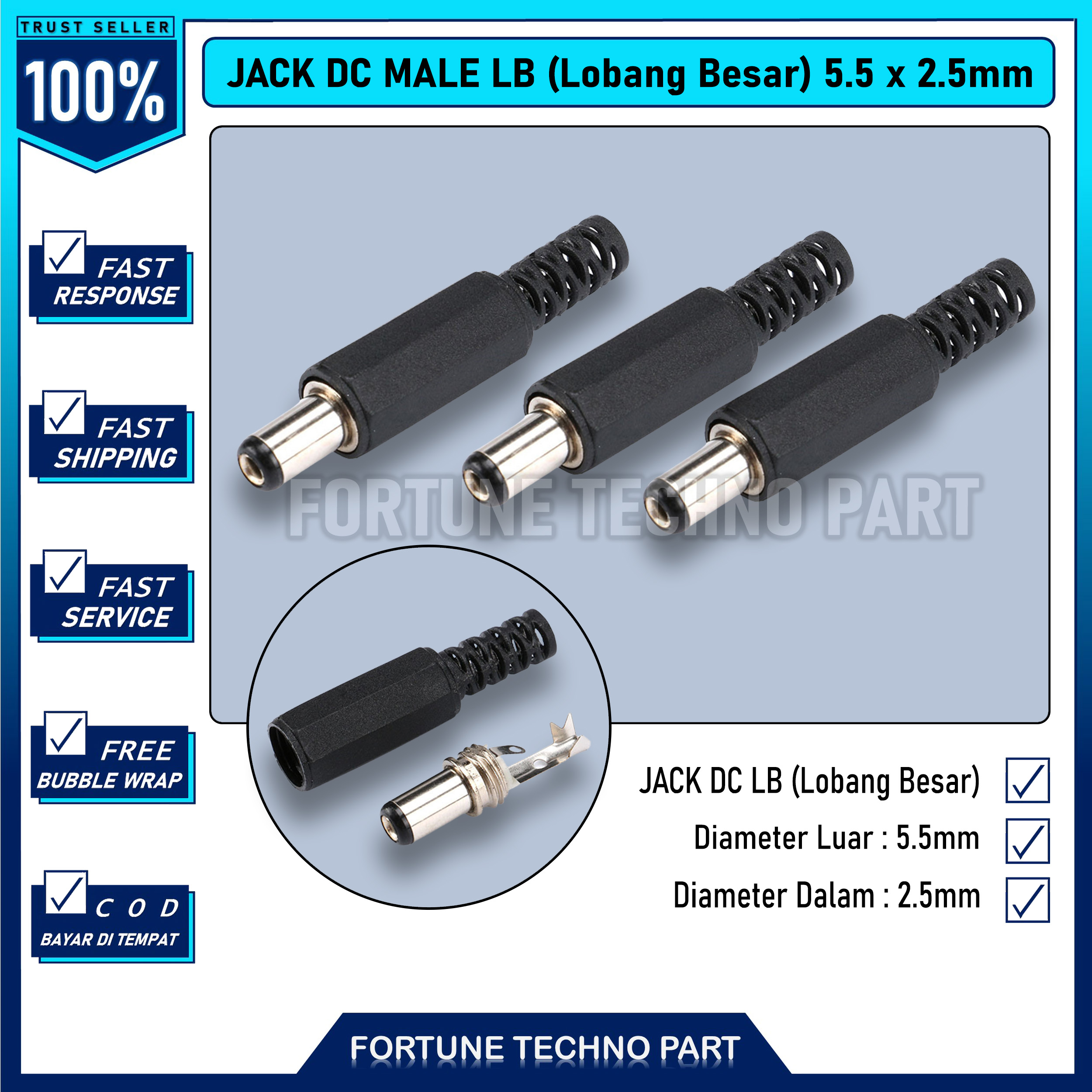 [GRATIS ONGKIR] [COD] - PAKET 5 PCS Jack Power DC 5.5 mm x 2.5mm Male ...