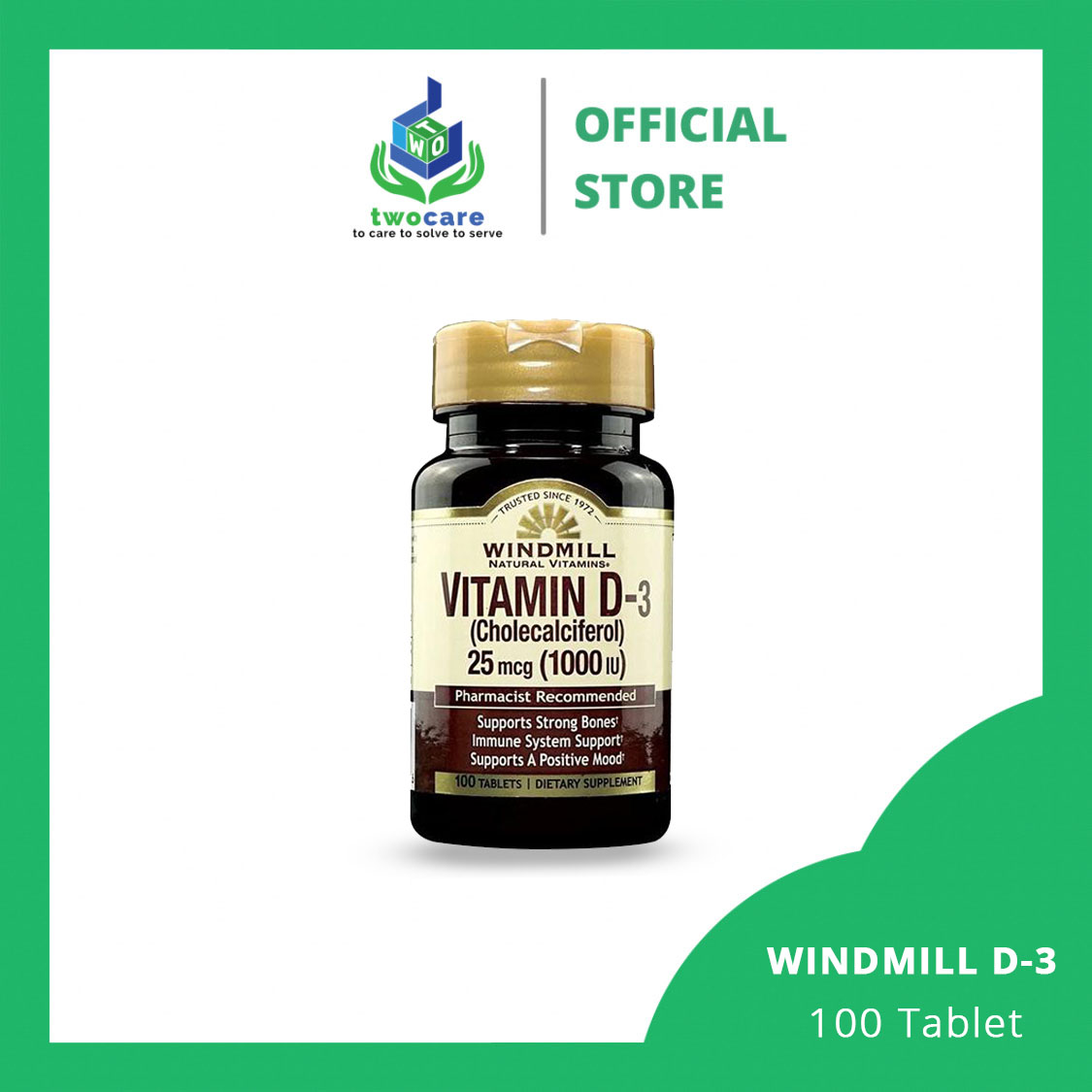 WindMill Vitamin D3 1000 IU 25mcg 100 Tablet Original Wind mill VIT D ...
