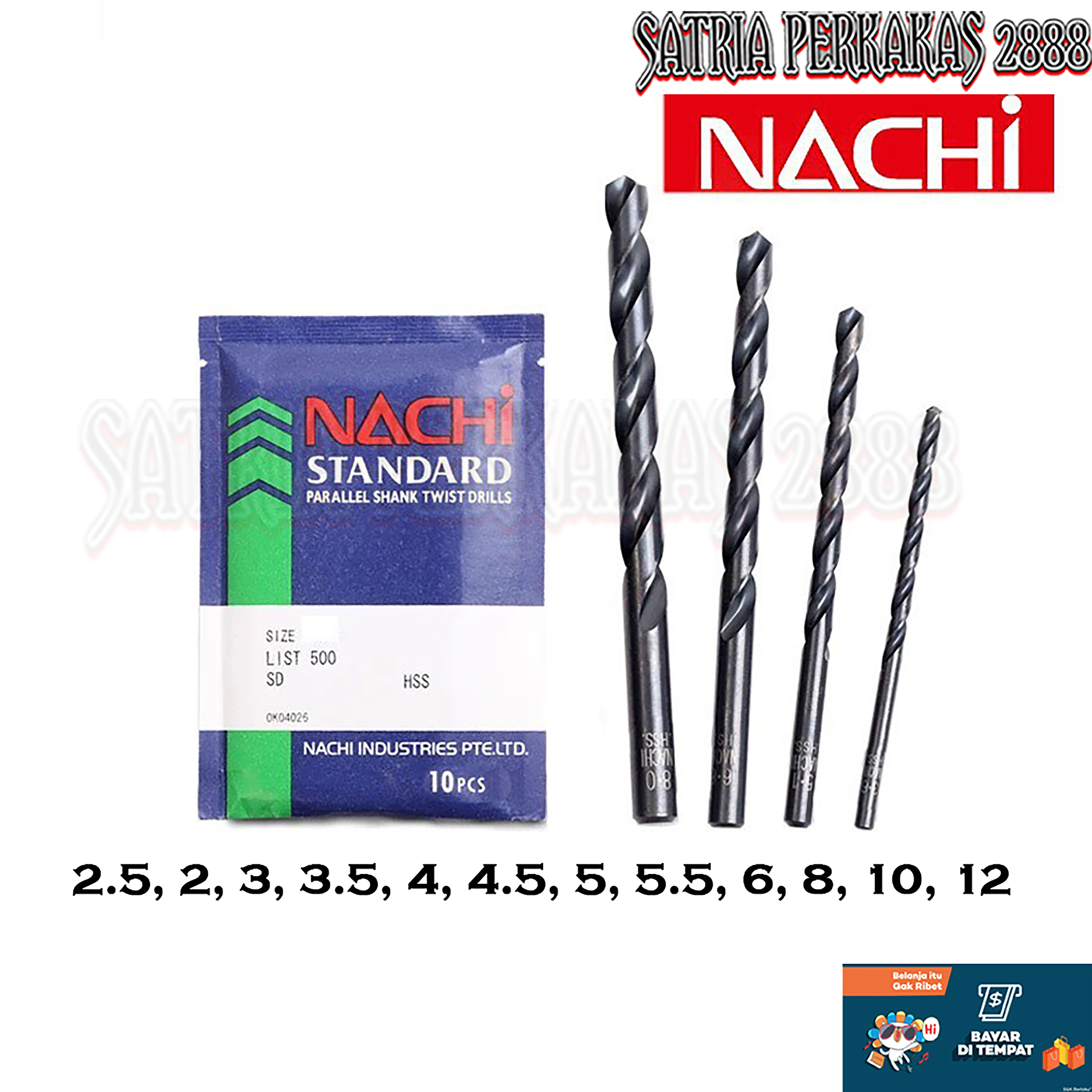 Nachi Mata Bor Besi HSS Drill Bits Original 3 3.5 4 4.5 5 6 8 10mm ( Harga Per Pcs/ Harga Per ...
