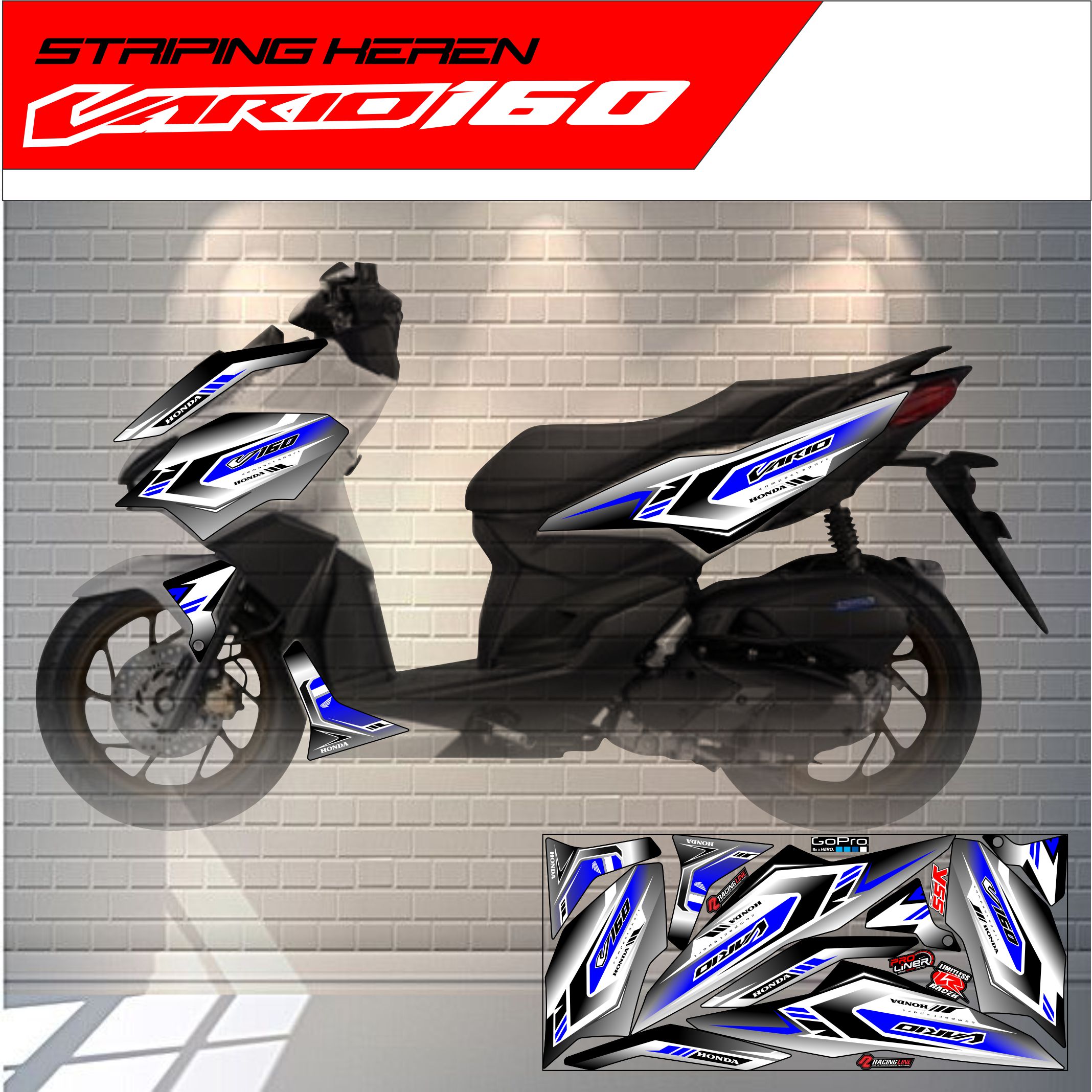 STRIPING STIKER HONDA VARIO 160 VARIASI RACING BIKIN KEREN MOTOR ANDA # ...