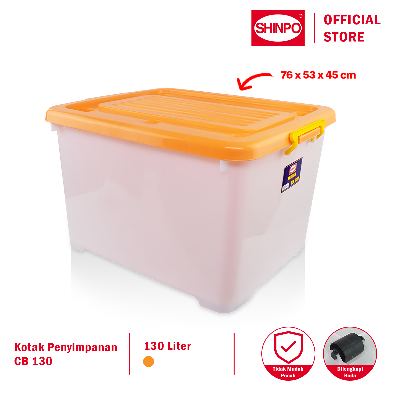SHINPO Kontainer Plastik Dengan Roda Hercules Container Box Kotak Penyimpanan SPO-SIP-119-CB-150 ...