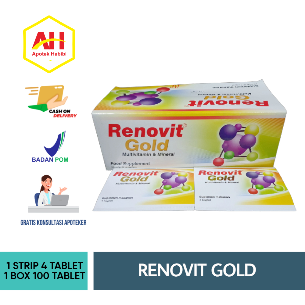 Renovit Gold 1 strip isi 4 tablet Renopit Gol Renofit Gold Vitamin ...
