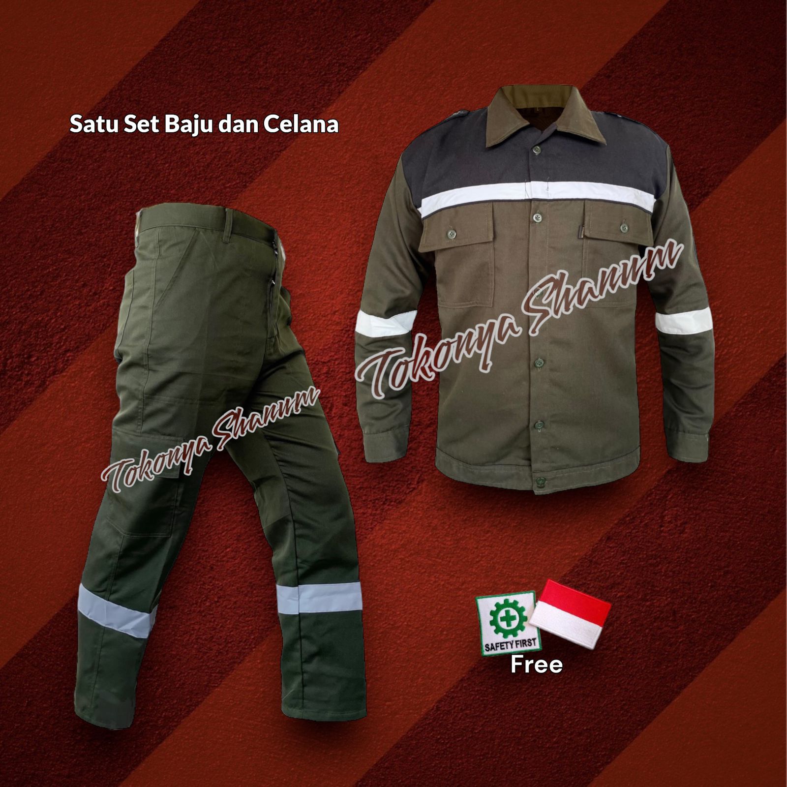 Seragam Safety Tangan Panjang Kombinasi Satu Set - Seragam Proyek ...