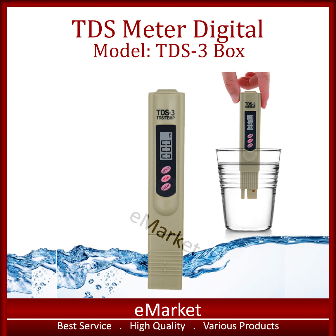 TDS Meter Digital TDS-3 Box / Alat Ukur Hidroponik / PPM Nutrisi ...