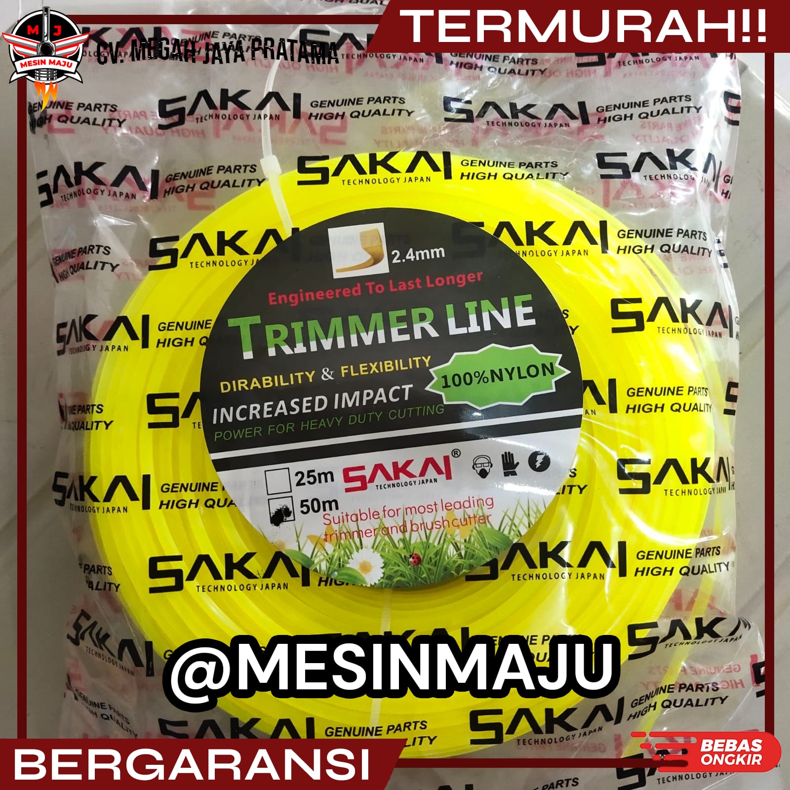SENAR POTONG RUMPUT 50 METER / NYLON CUTTER/ ALAT PEMOTONG SENAR RUMPUT ...