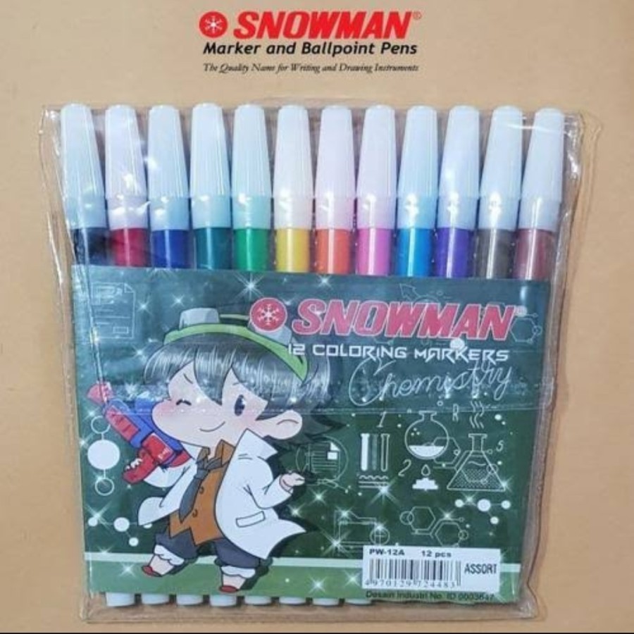 Spidol Snowman 12Warna/Spidol Warna-warni/Spidol Kecil/Pensil Warna ...