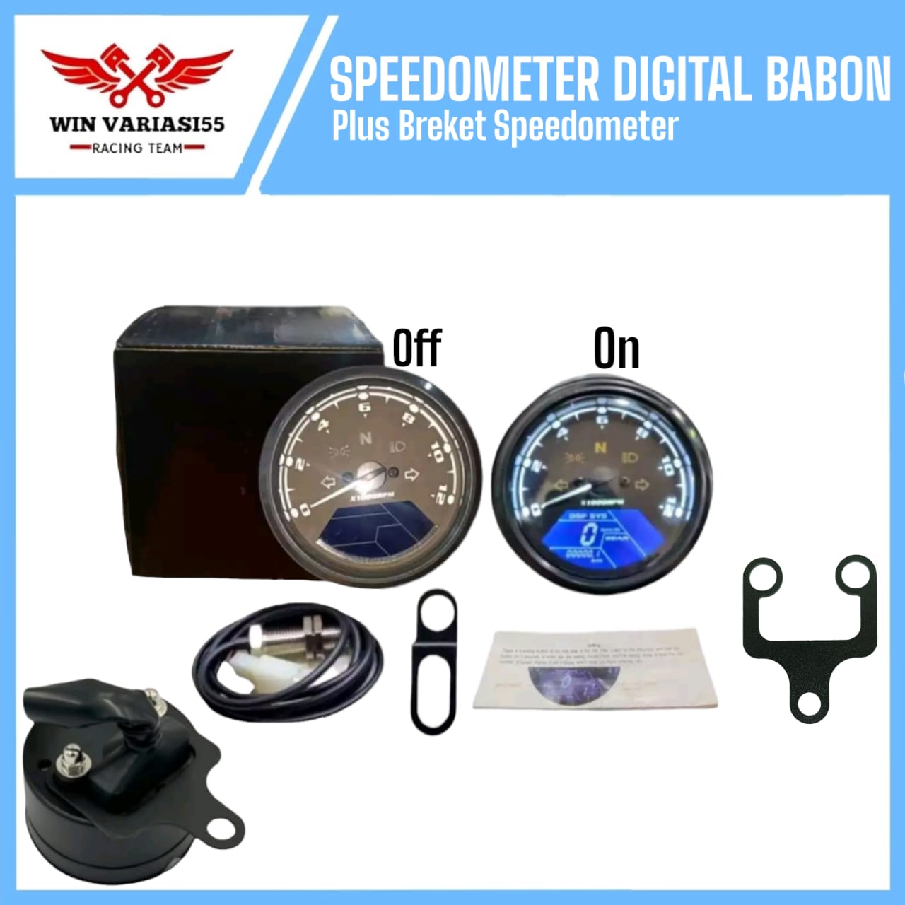 Speedometer digital babon plus breket spidometer bulat babon Universal ...
