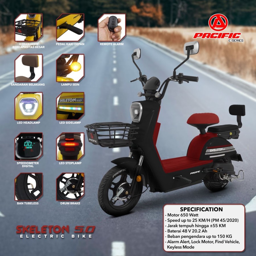 SEPEDA LISTRIK PACIFIC SKELETON 5.0 | Lazada Indonesia