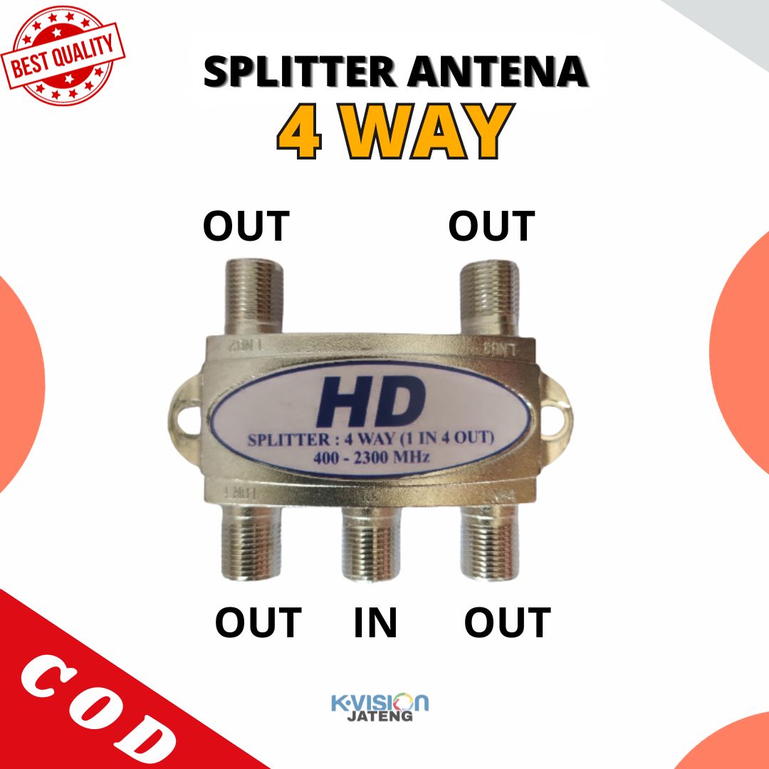 SPLITTER ANTENA 4 WAY ALAT PENCABANG SINYAL ANTENA 4 OUT | Lazada Indonesia