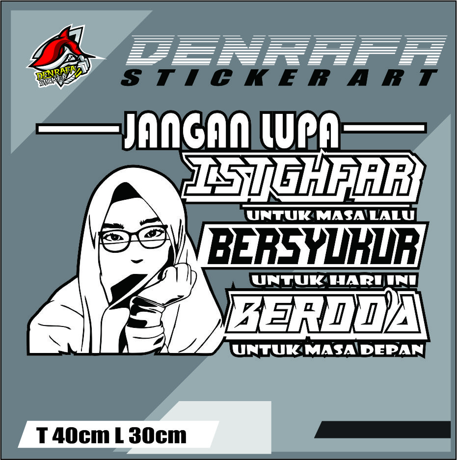 STIKER CUTTING CEWEK HIJAB + KATA KATA KACA TRUK / STICKER KATA KATA ...