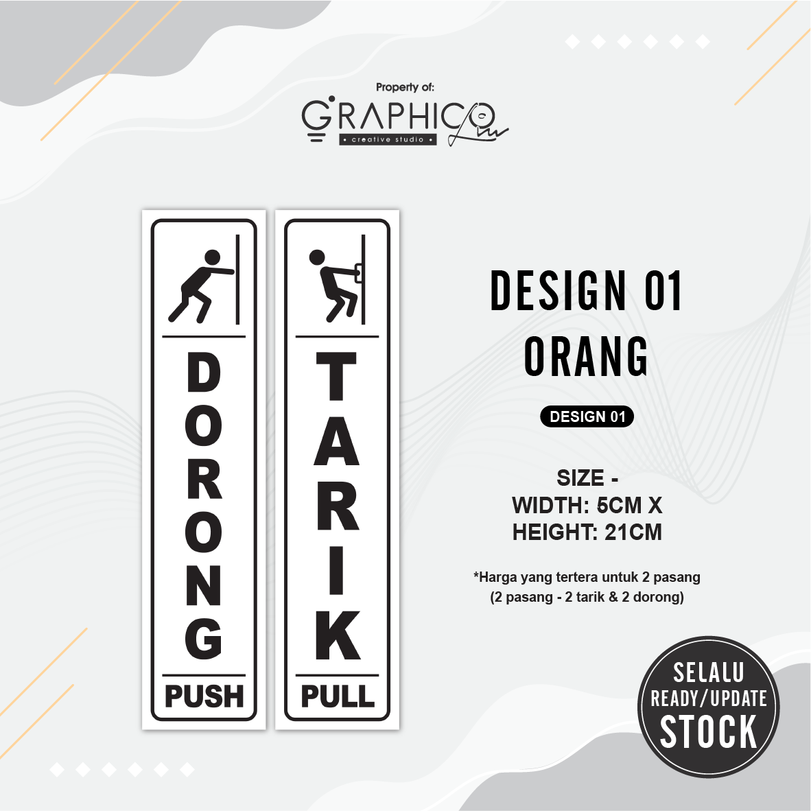Stiker Dorong & Tarik Pintu (5x21cm) - Per/2 pasang | Lazada Indonesia