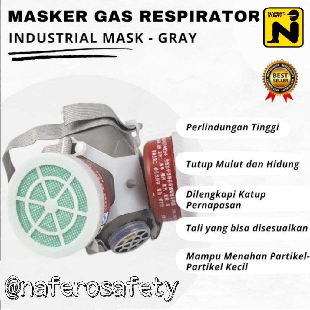 POWECOM Masker Gas Respirator Industrial Mask - N8305 - Gray | Lazada ...