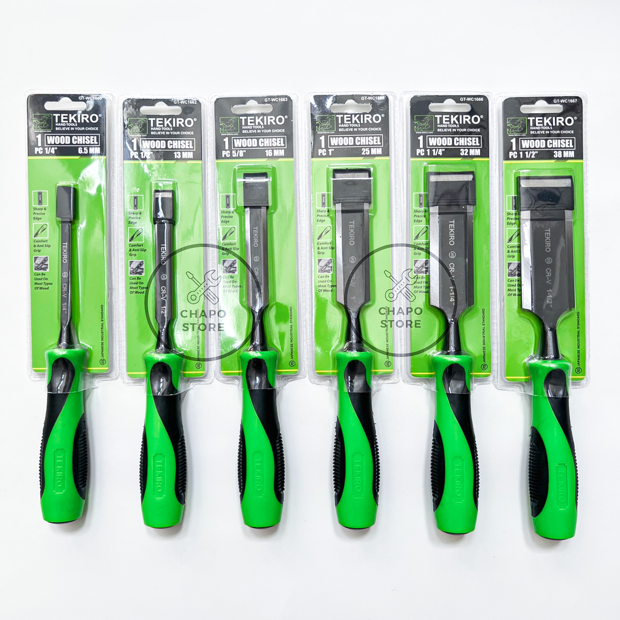 Tekiro pahat pemahat kayu 1/4 - 1 1/2" inch tatah kayu 6,5 - 38mm ...