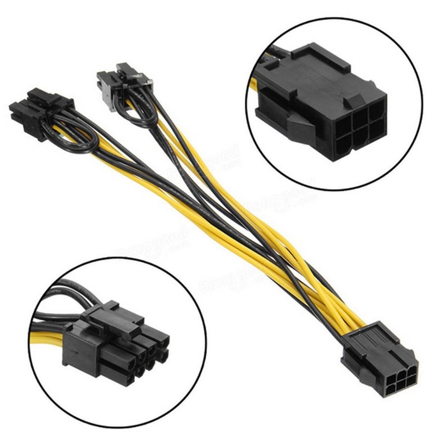 Kabel Power VGA PCIE 6 Pin To 8 Pin Cabang 2 PCI Express VGA | Lazada ...