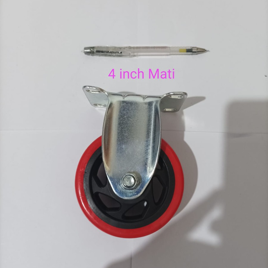 RODA PU MERAH UKURAN 4 INCH VARIASI TIPE / RODA TROLI DAN KASTOR 4 ...