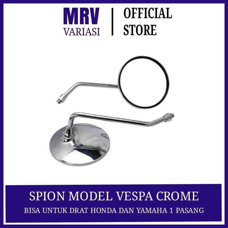 Spion Retro Model Bulat Honda YamahaTangkai Panjang Crome Scoopy Vespa ...