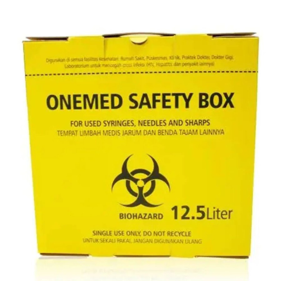 onemed safety box kuning tempat sampah jarum benda tajam 12,5 L ...