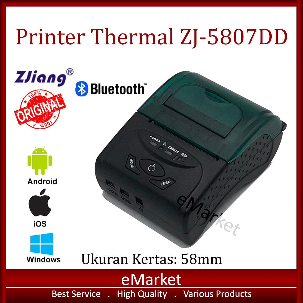 Printer Thermal 58mm Zjiang ZJ-5807DD ORIGINAL / Bluetooth Mini ... Printer Thermal 58mm Zjiang ZJ-5807DD ORIGINAL / Bluetooth Mini ...