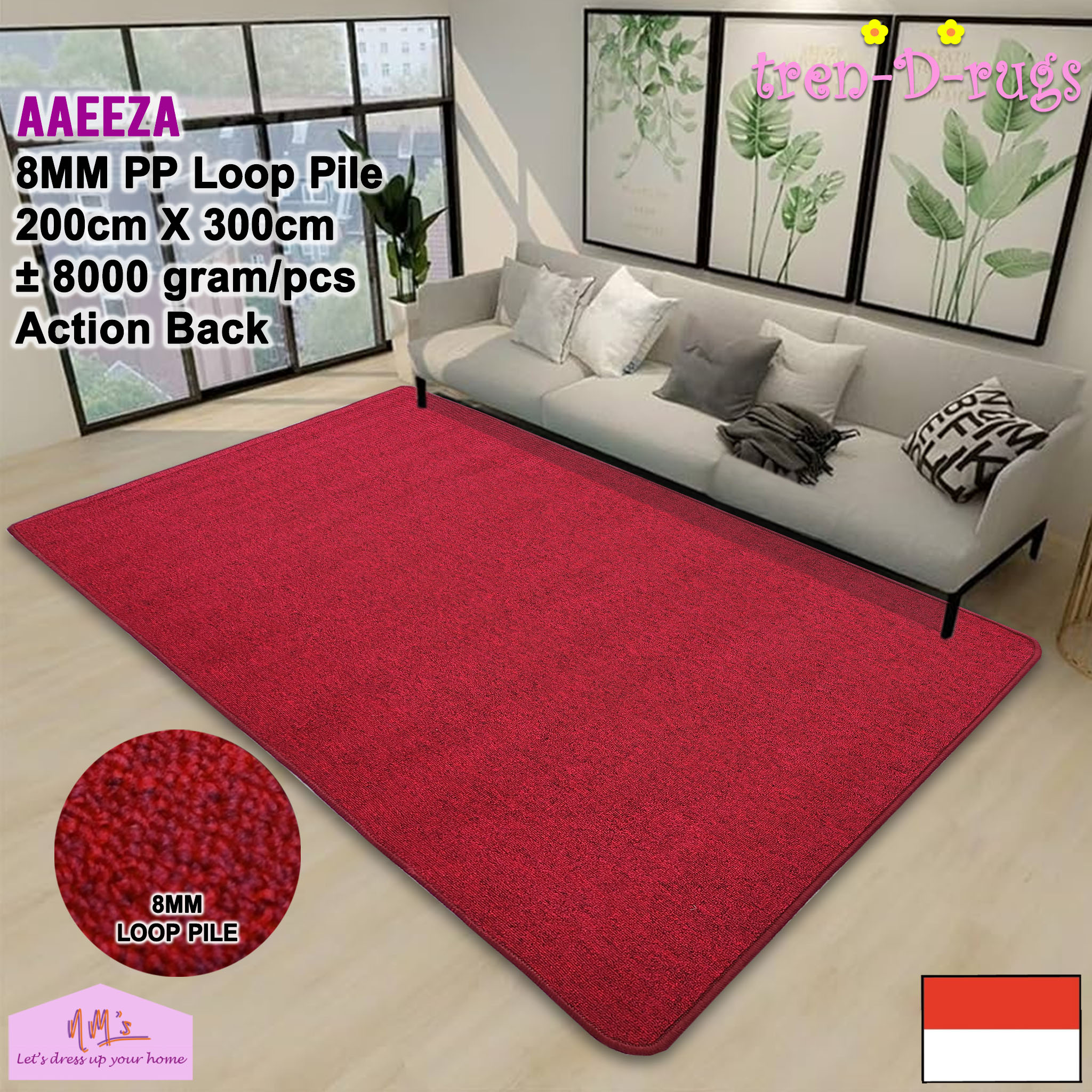 Karpet polypropylene polos tuffted loop pile jumbo lantai ruang tamu ...