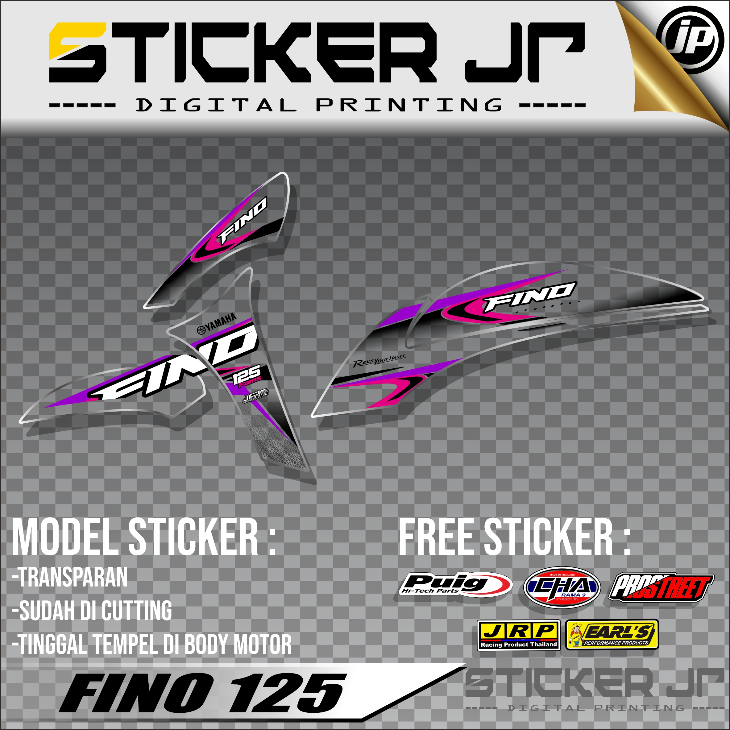 Sticker Striping Transparan Yamaha FINO FI NEW 125 Aksesoris Sepeda ...
