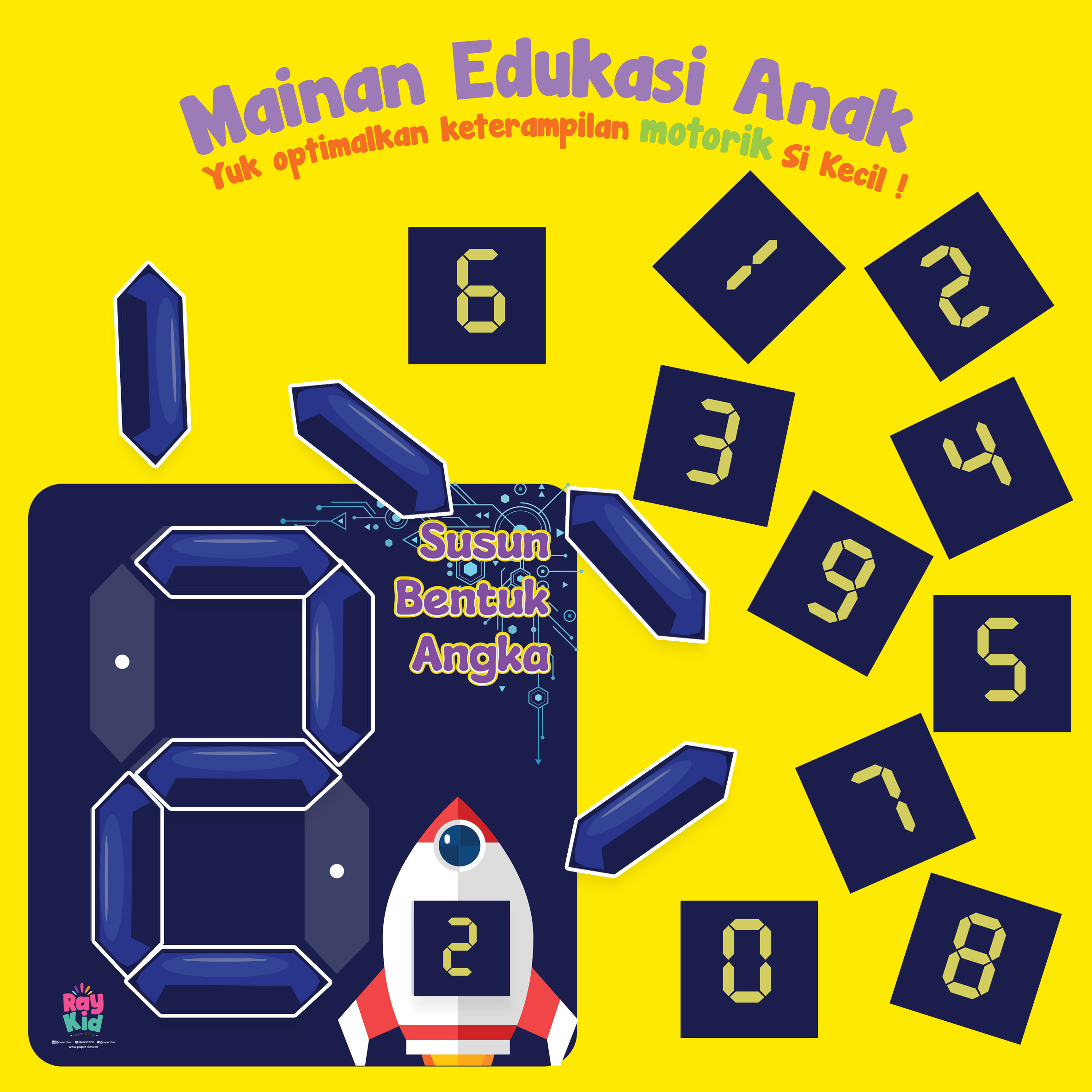 Mainan edukasi motorik anak menyusun bentuk angka busy page worksheet ...