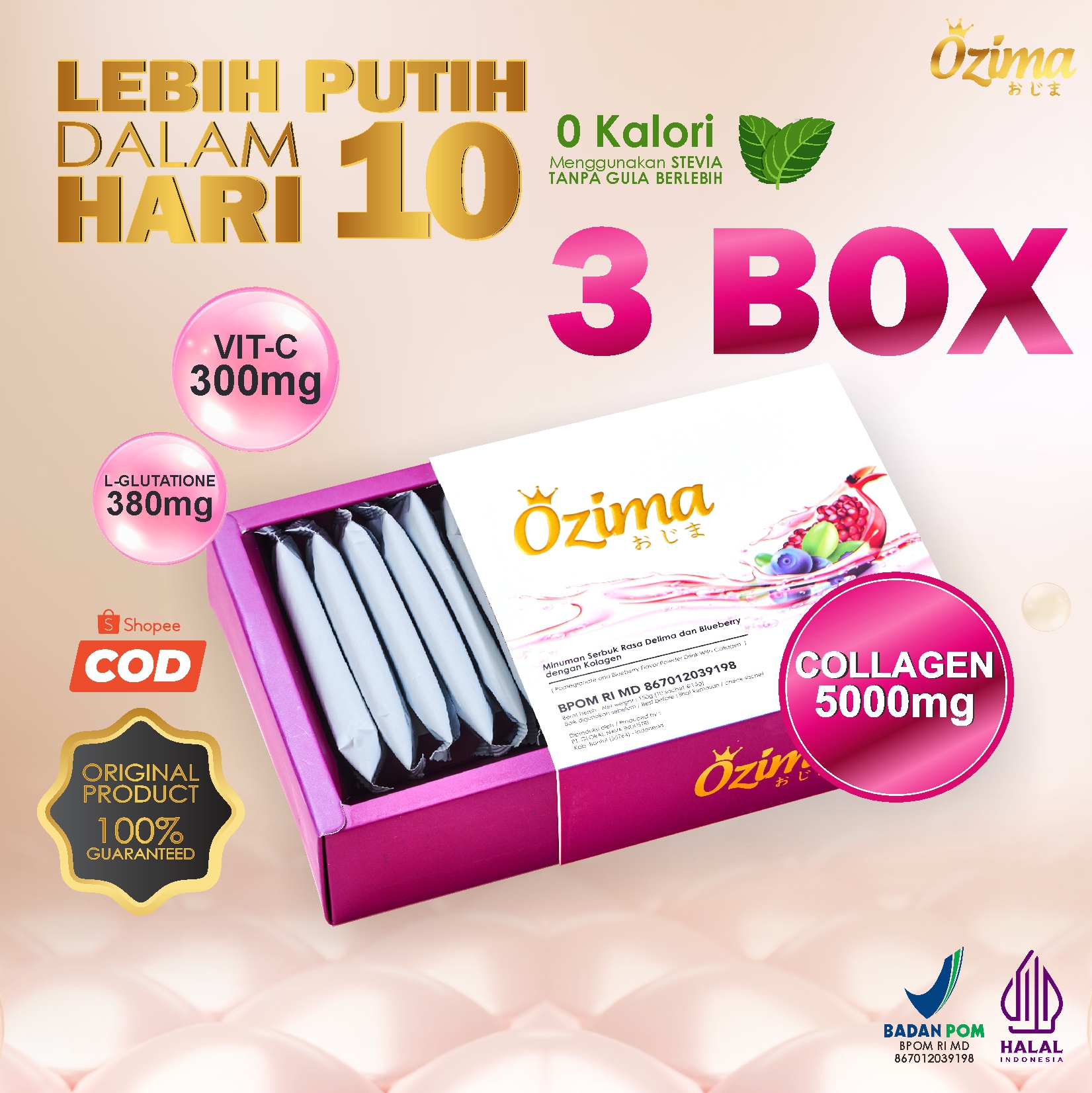 gluta collagen, kolagen, colagen, collagen kolagen ikan salmon paket 3box | Lazada Indonesia