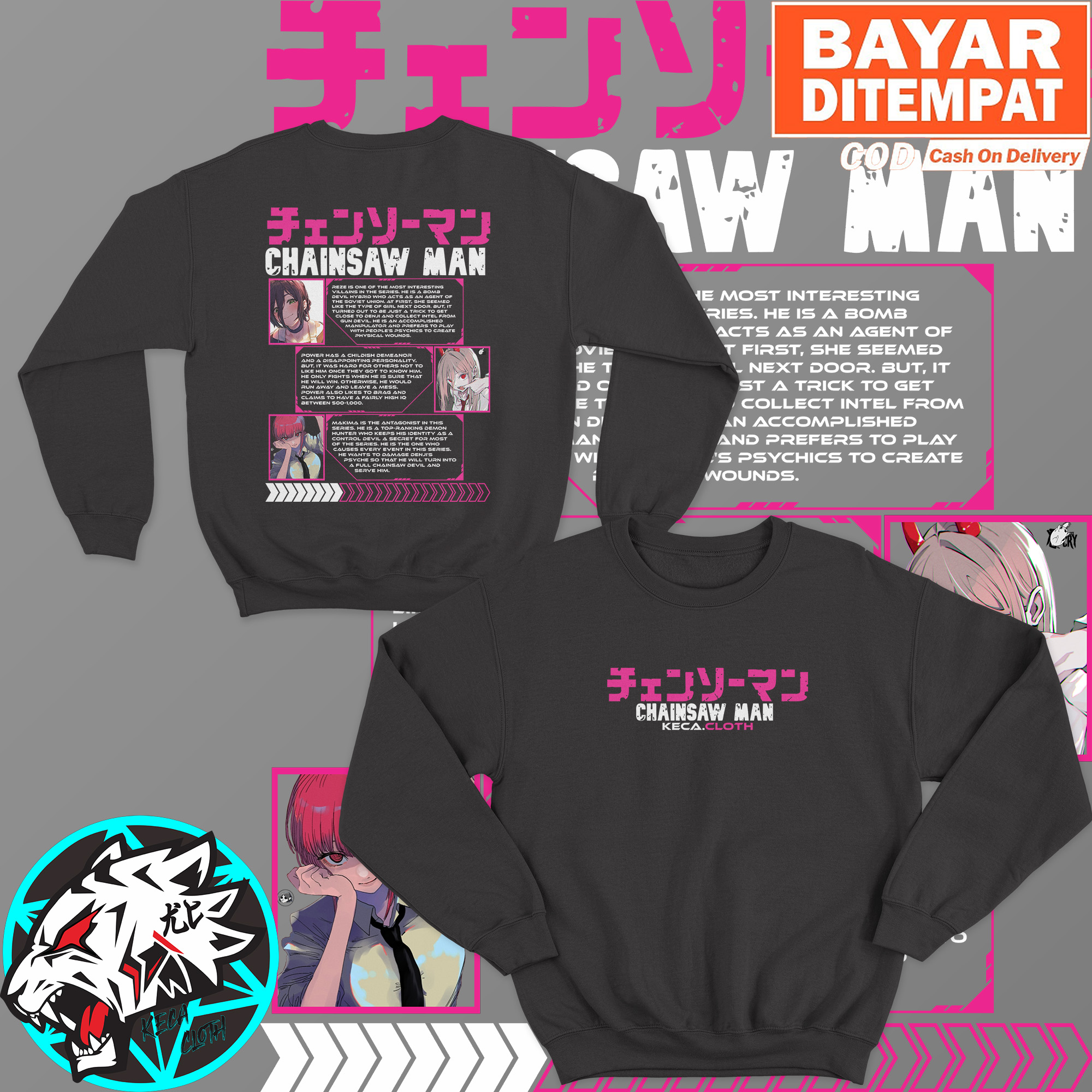 JAKET SWEATER ANIME POWER CHAINSAW MAN BIG SIZE JUMBO SWEATER CHAINSAW ...