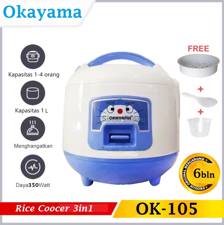 Magicom Okayama 1 Liter OK-105 Rice Coocer 3in1 Penanak Nasi Serbaguna ...